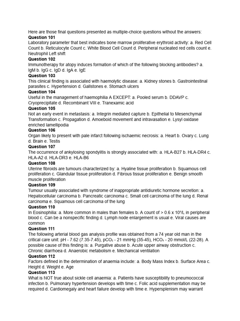 Laboratory Parameter That Best Indicates Bone Marr... | PDF | Leukemia ...