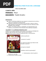 ACTIVIDADES DIDACTICAS DE ALADINO Y LA LÁMPARA MARAVILLOSA 6TO GRADO | PDF