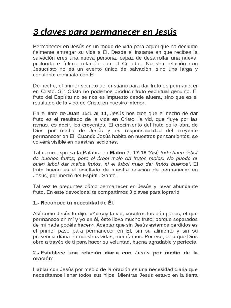 Claves para Permanecer en Jesús | PDF | Cristo (título) | Jesús
