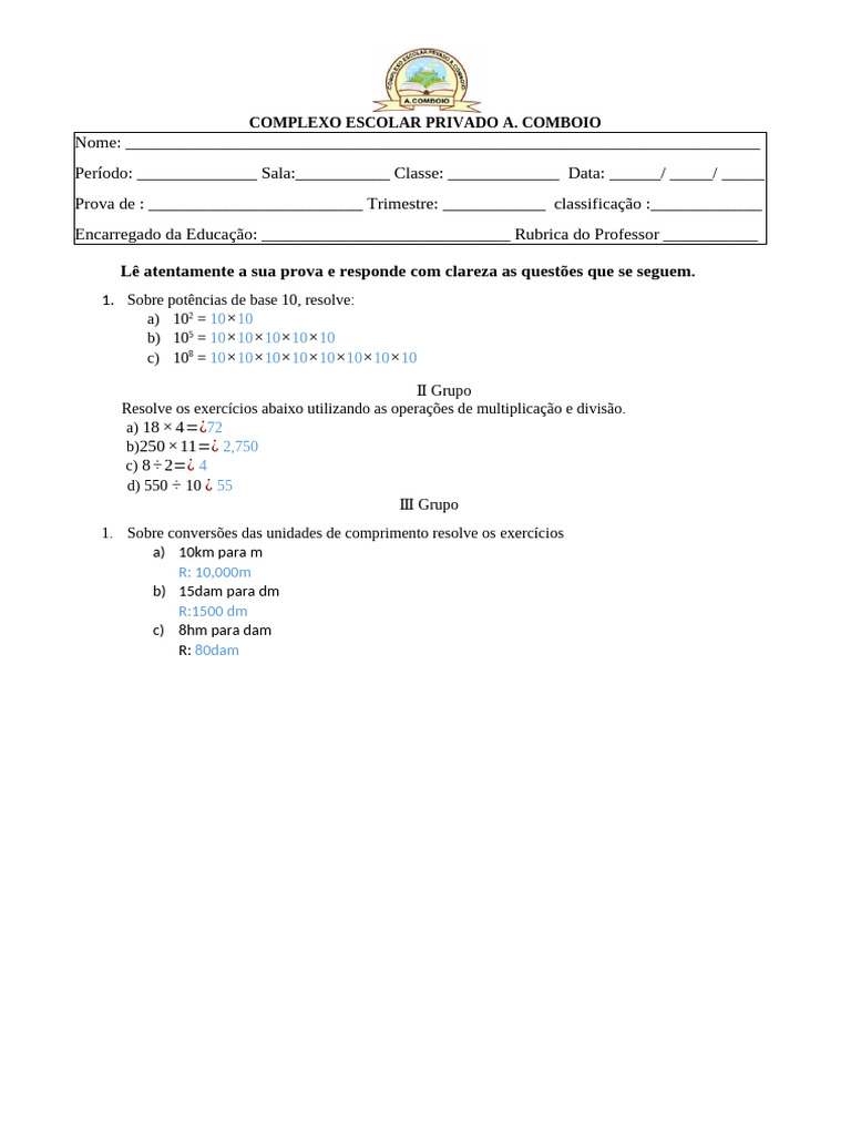 Prova de Matemática | PDF