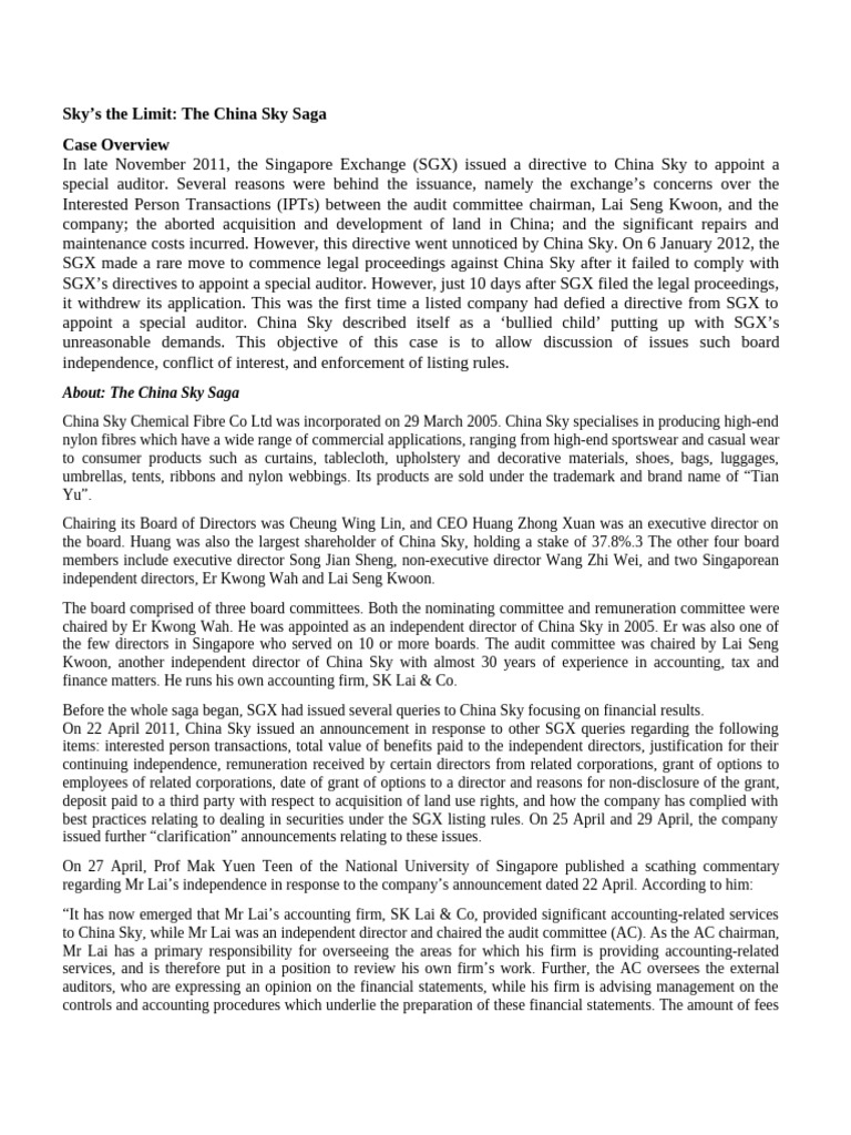 CG Case Studies - Revision | PDF | Corporate Governance | Valuation (Finance)