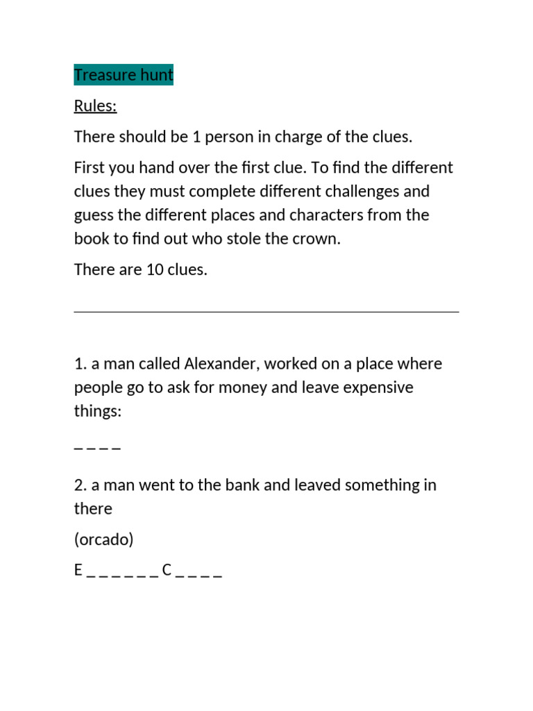 Treasure Hunt | PDF