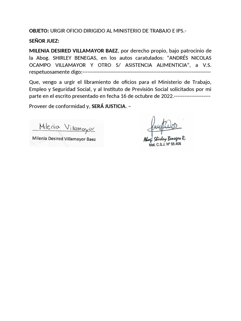 Urgir Oficio para El Ministerio de Trabajo e Ips | PDF