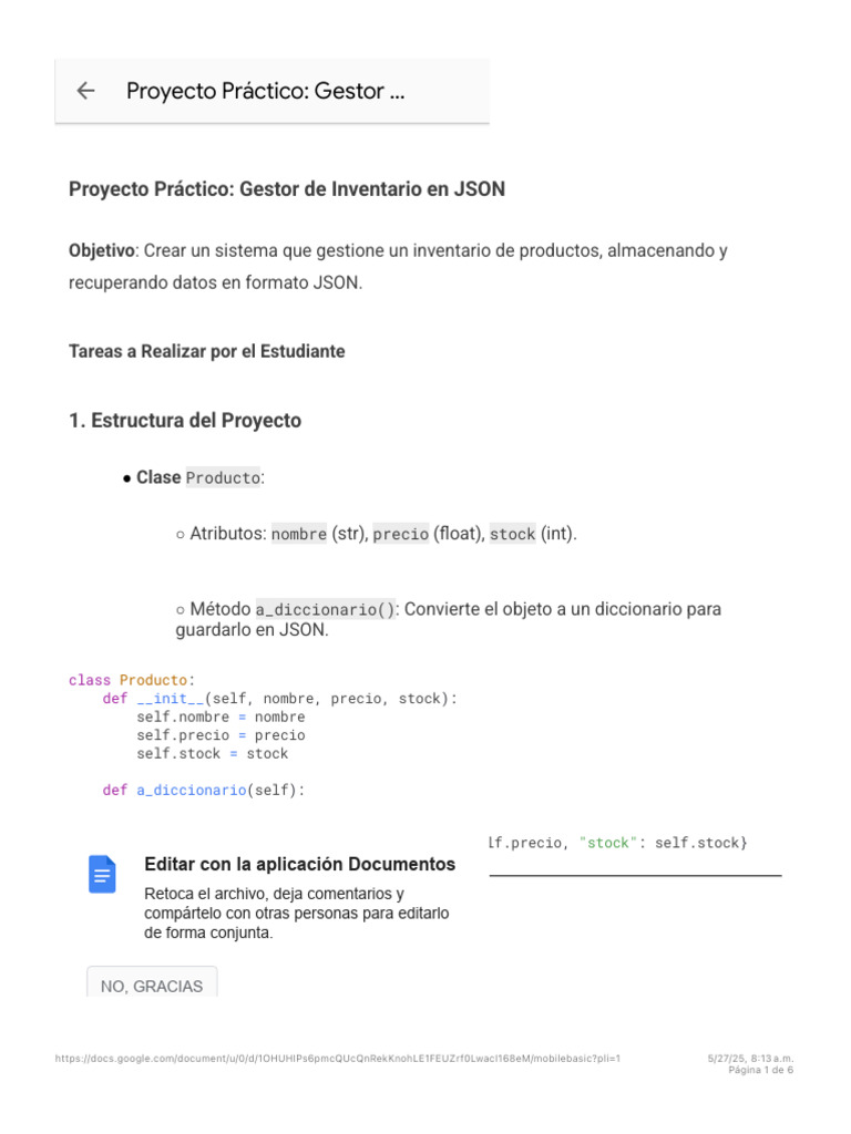 Proyecto Práctico- Gestor de Inventario en JSON | PDF | Informática | Software