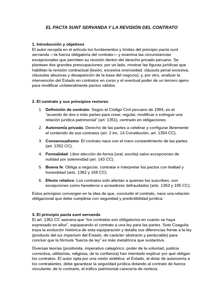 EL PACTA SUNT SERVANDA Y LA REVISIÓN DEL CONTRATO Resumen | PDF | Ley común | Justicia