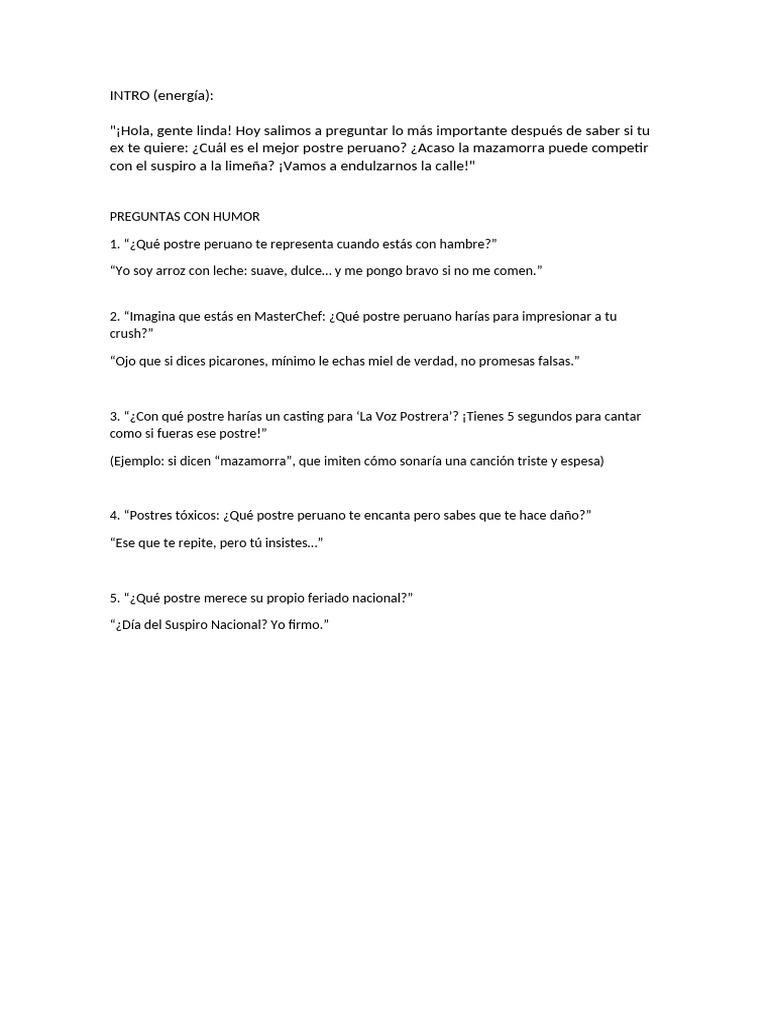 Intro Guion Comida | PDF