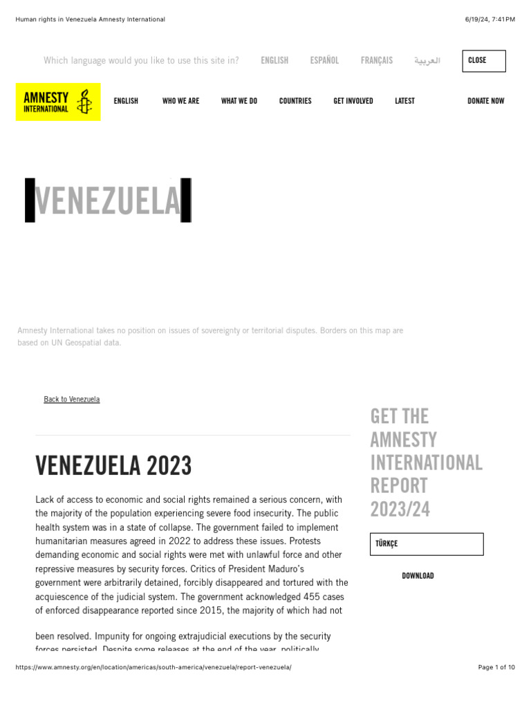 Human Rights in Venezuela Amnesty Internacional 2023 | PDF | Violence ...