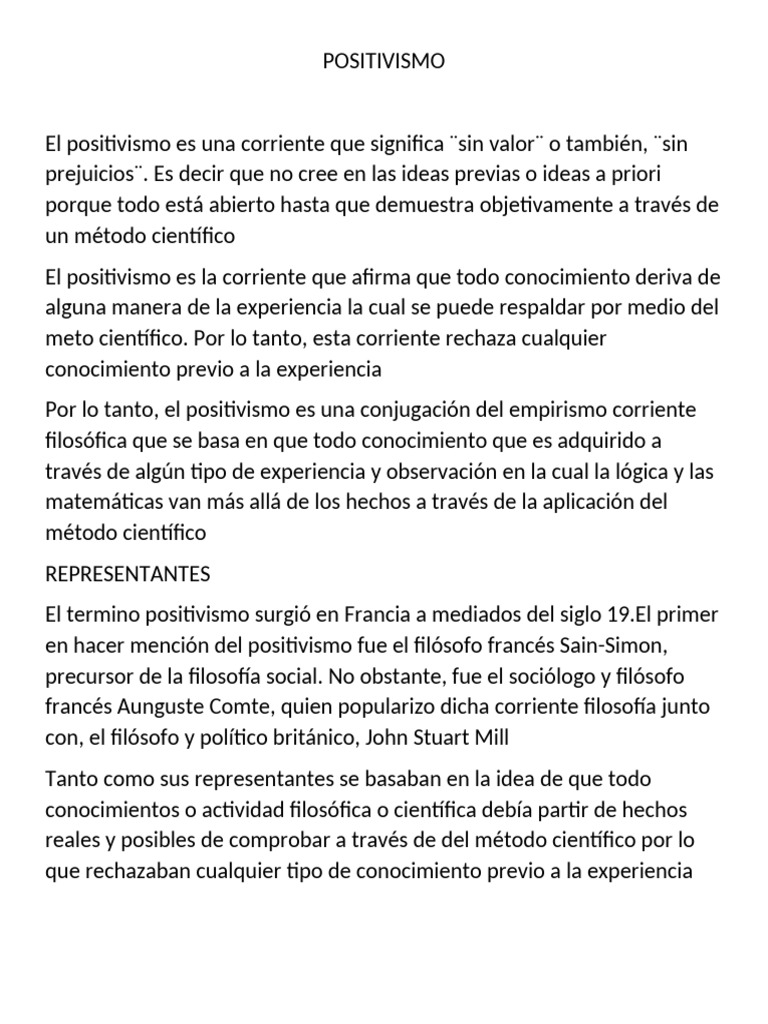 POSITIVISMO | PDF