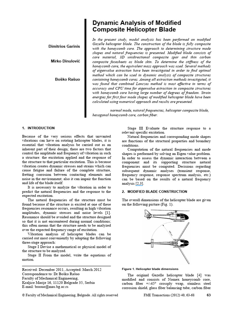 Dynamic Analysis of Modified Composite Helicopter Blade | PDF | Eigenvalues And Eigenvectors ...