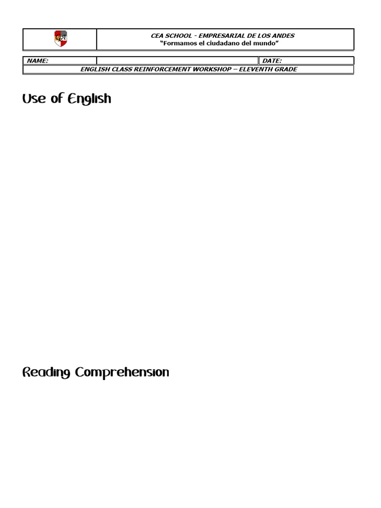 ENGLISH CLASS REINFORCEMENT WORKSHOP | PDF | Adolescence