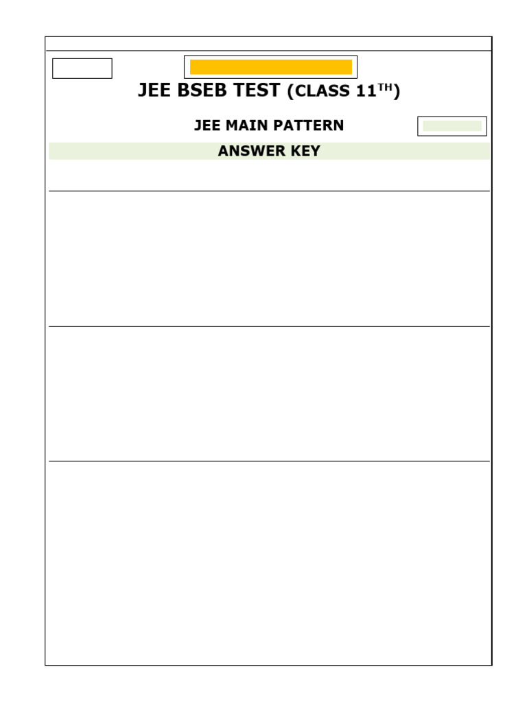 JEE BSEB Class 11 Answer Key 2025 | PDF