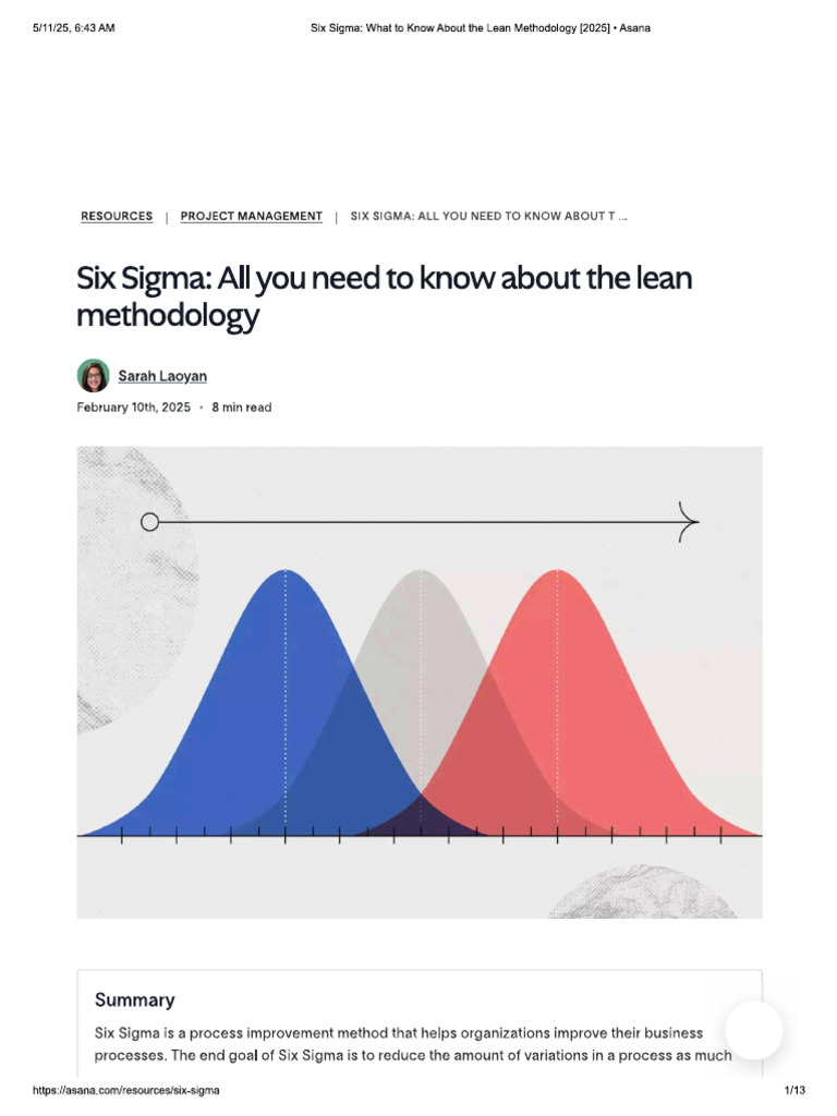 6 Sigma Definition - Asana | PDF
