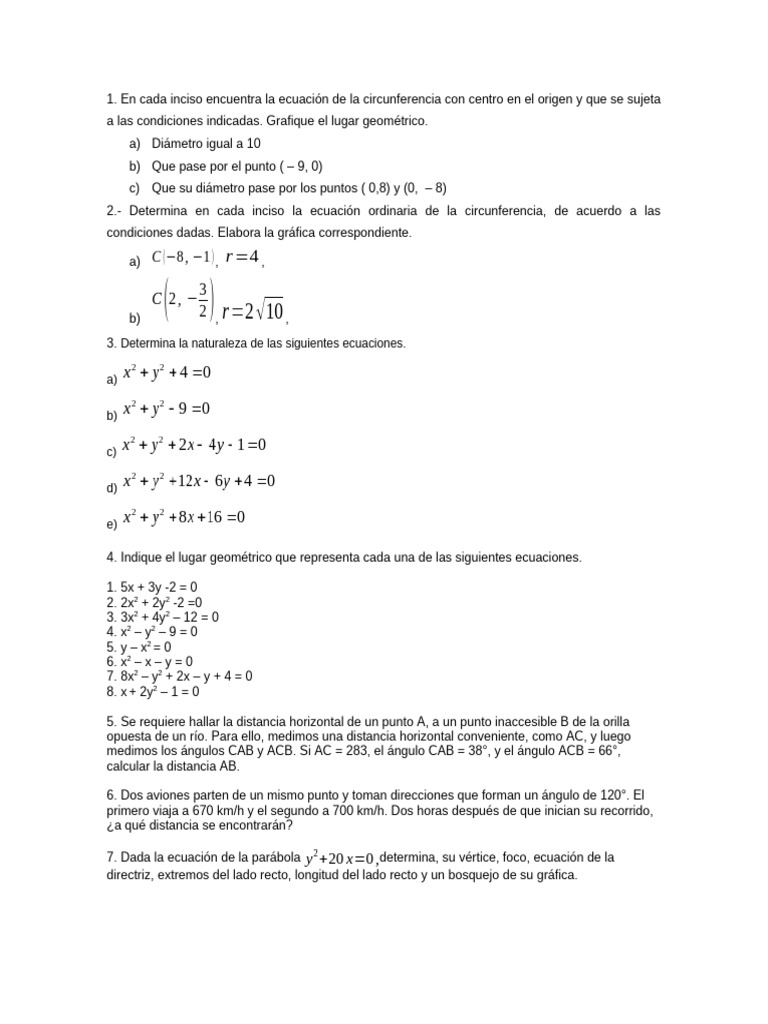 ejercicios trigo y geom analit | PDF | Geometría del plano euclidiano | Formas geométricas