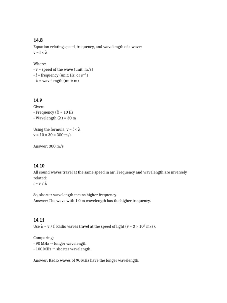 Wave Questions 14.8 To 14.12 | PDF