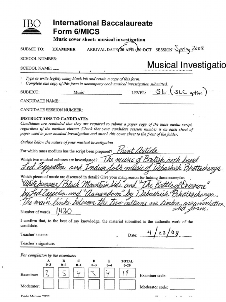 Music Investigation Paper Examples | PDF | Cognition | Cognitive Science