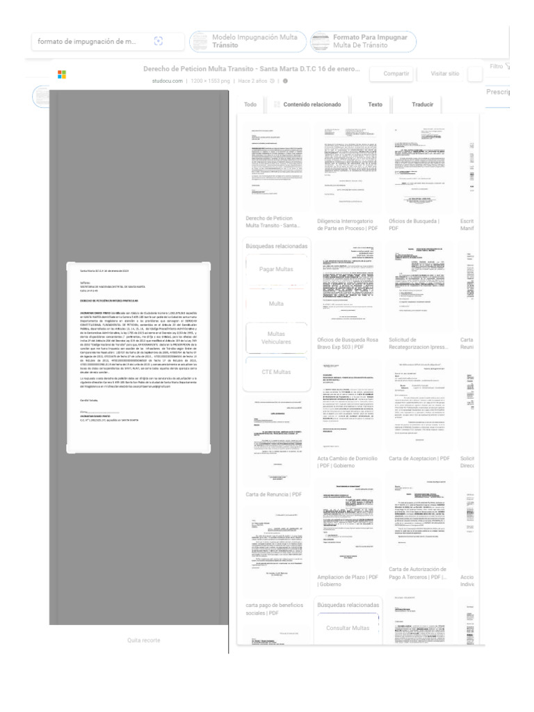 Formato de Impugnación de Multa de Transito en Colombia - Búsqueda ...