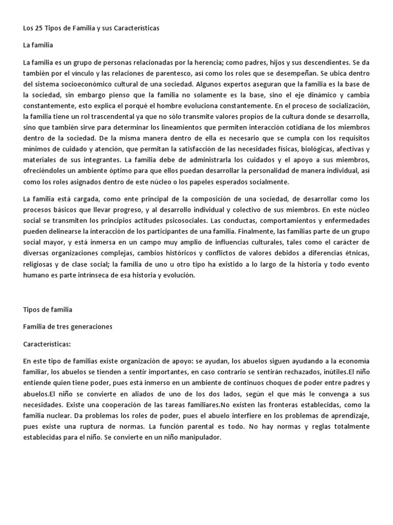 25 Tipos de Familia y sus Características | PDF | Familia | Adultos