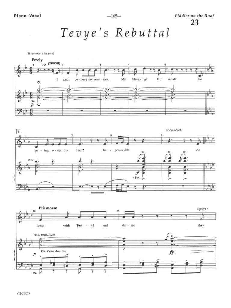 Musical Score To "Tevye's Rebuttal" From Fiddler On The Roof | PDF
