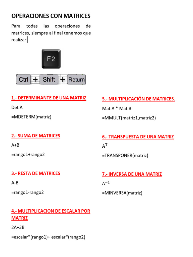 OPERACIONES CON MATRICES | PDF