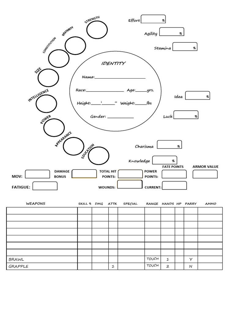 Minimilistic BW Character Sheet | PDF