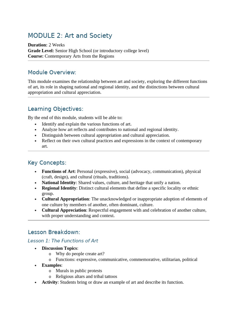 Art's Role in Society and Identity | PDF | Identity (Social Science ...