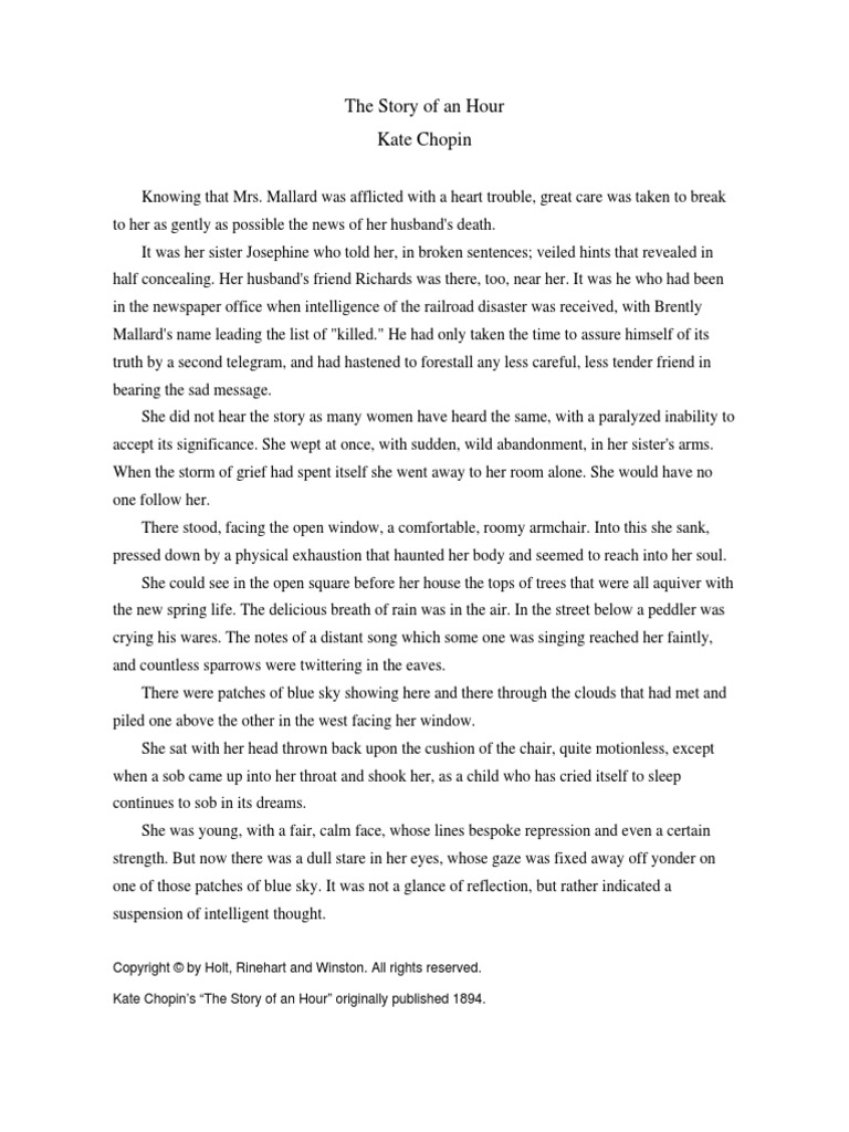 Kate Chopin - The Story of An Hour | PDF