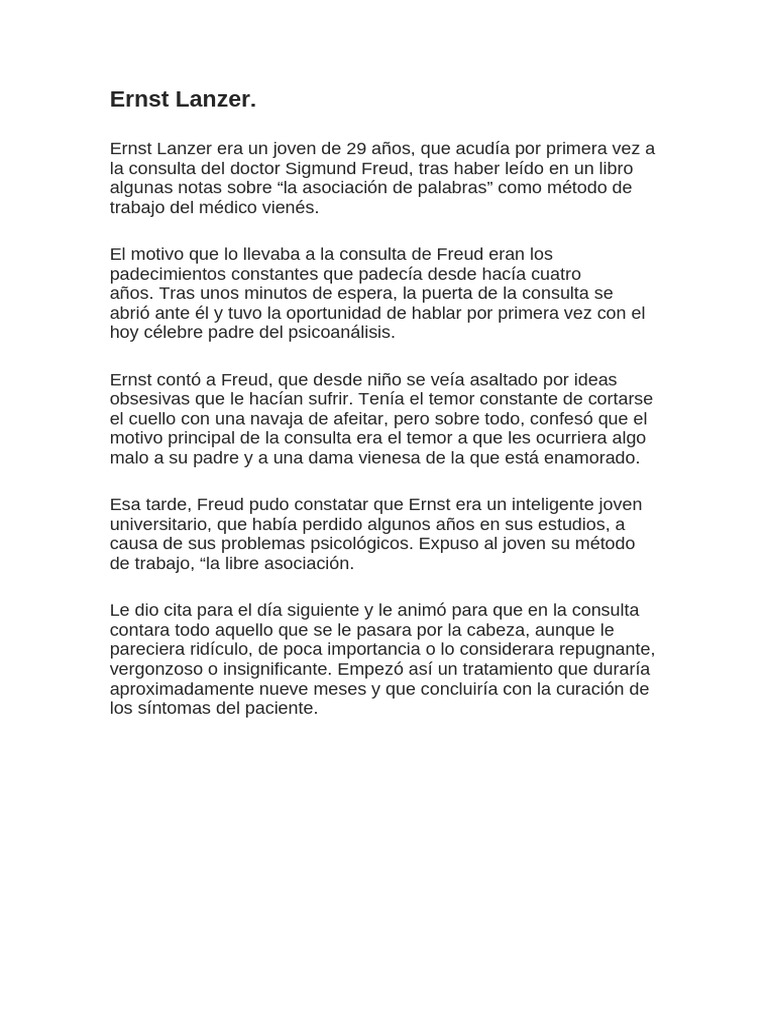 Caso de Ernst Lanzer: El hombre de las ratas | PDF | Sigmund Freud ...