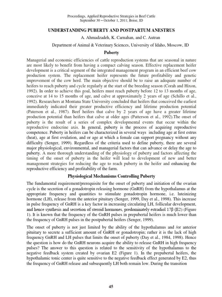 Understanding Puberty and Postpartum Anestrus | PDF | Luteinizing ...