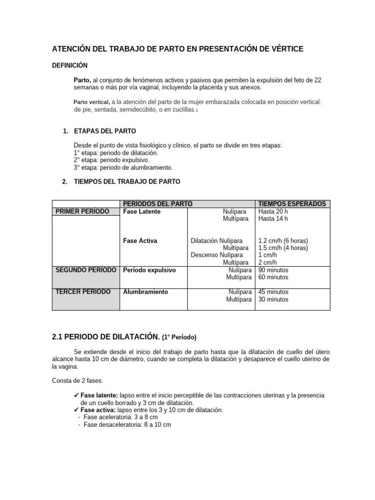 Atención al Parto en Presentación Vértice | PDF | Parto | Placenta