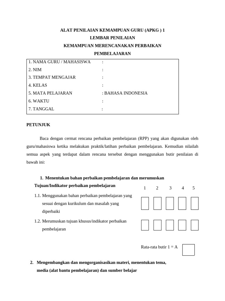 Form APKG 1 Dan 2 PKP | PDF