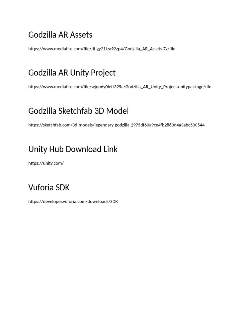 Godzilla AR Course Resources | PDF