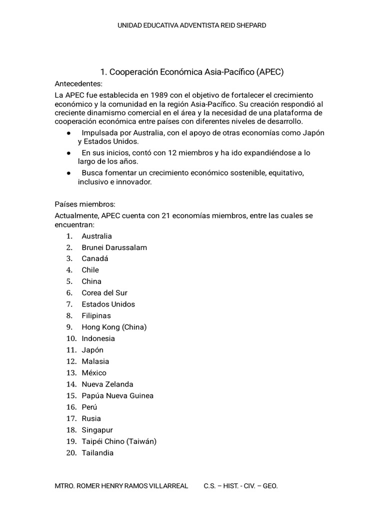 Apec | PDF | Cooperacion economica Asia Pacifico | Economias