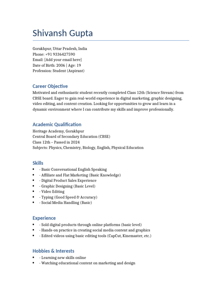 Shivansh Gupta Resume | PDF