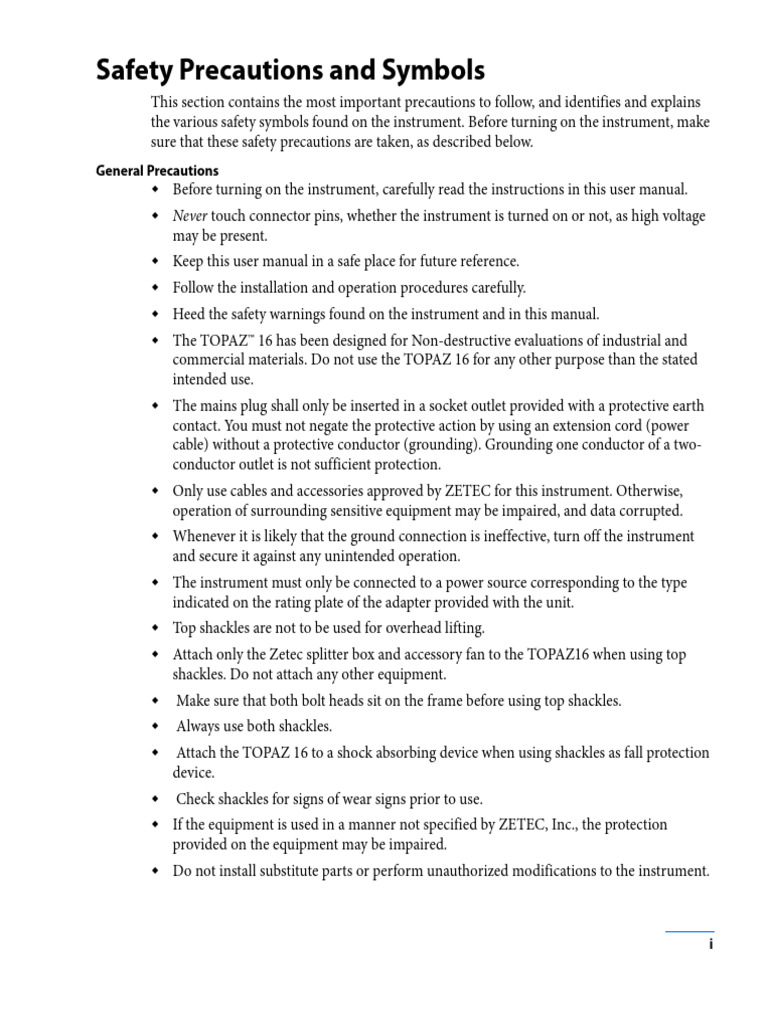 TOPAZ 16 Safety and Usage Guidelines | PDF | Electrostatic Discharge ...