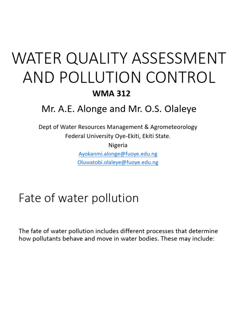 466 - WMA 312 (Fate Pathway and Effect) Part 1 | PDF | Water Pollution | Water