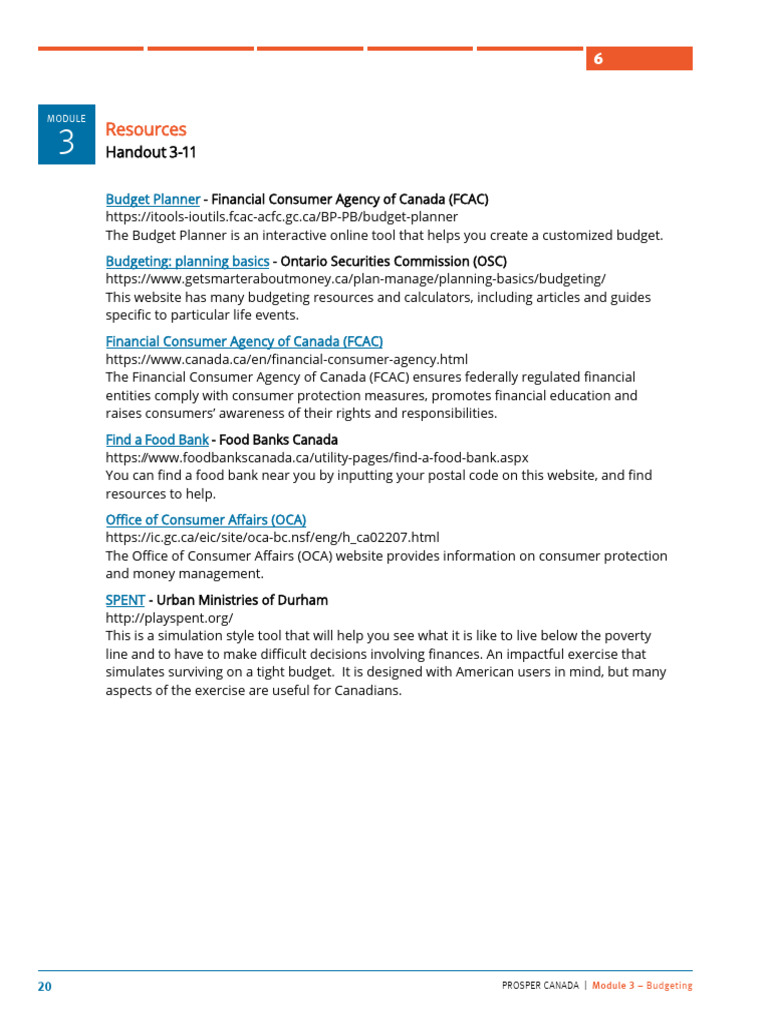 Handout - 3 11 - Resources Money Management Websites | PDF