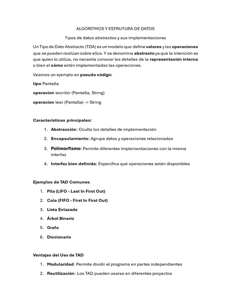 Algoritmos y Estrutura de Datos | PDF