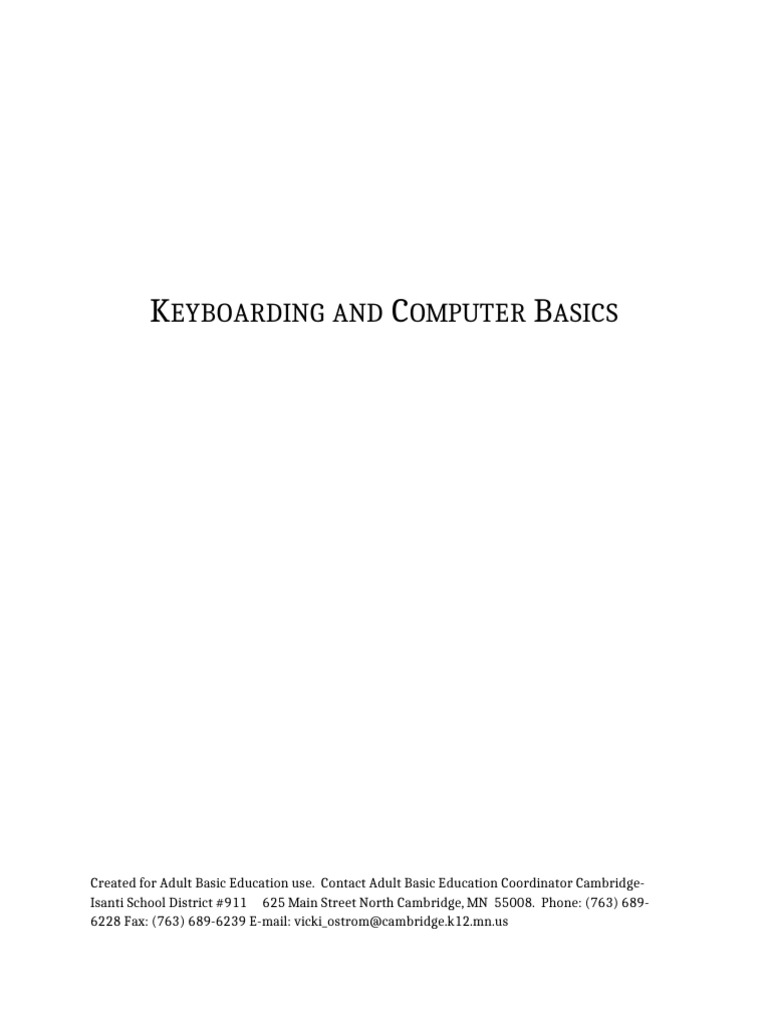 Keyboarding Computer Basics | PDF | Computer Keyboard | Microsoft Windows