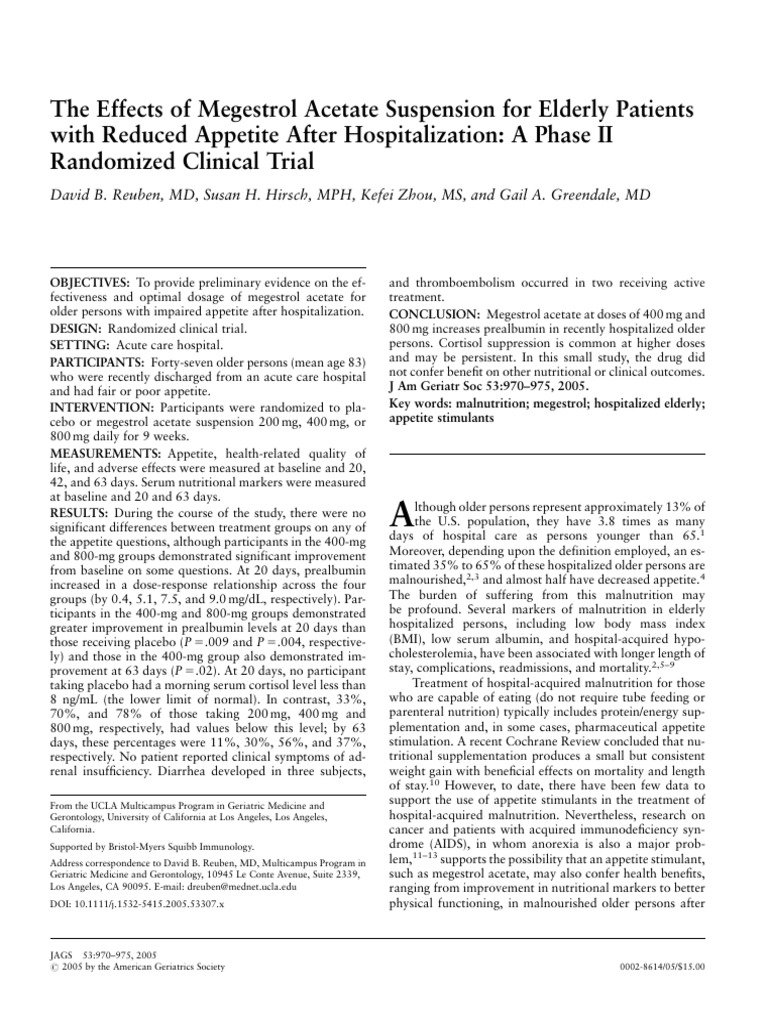The Effects of Megestrol Acetate Suspens | PDF | Clinical Trial ...