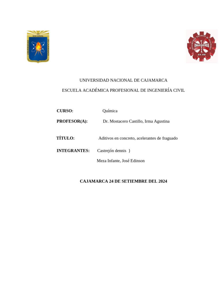 Acelerantes de Fraguado, Aditivos en Concreto | PDF | Hormigón ...