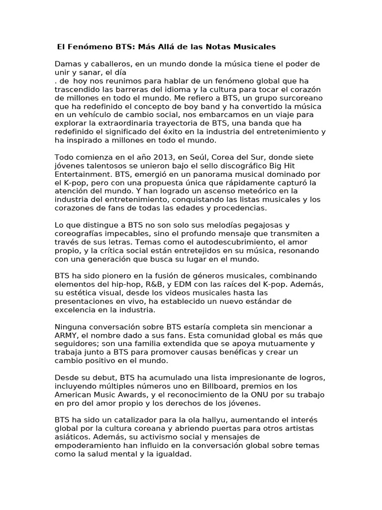 BTS: Impacto Cultural y Musical Global | PDF | Musica Popular
