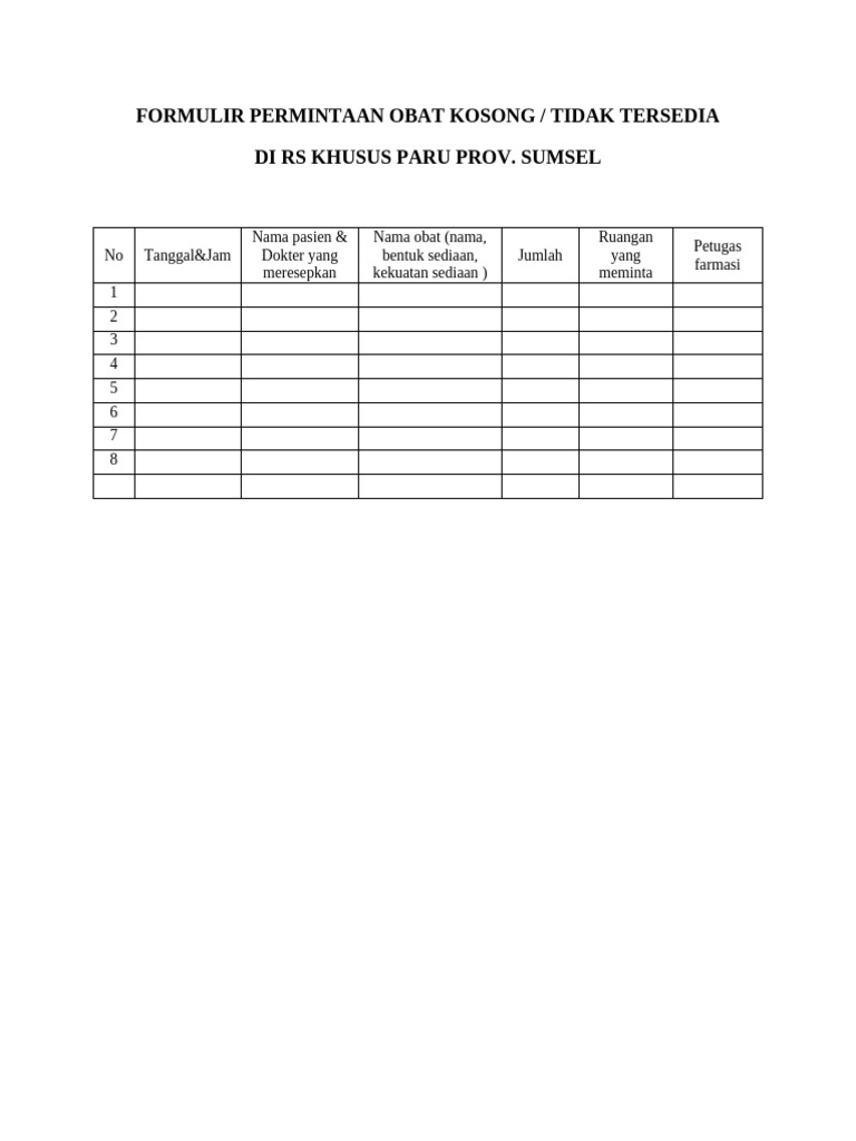 Formulir Permintaan Obat Kosong | PDF