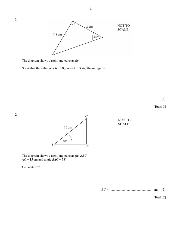 Right Triangle Calculations and Diagrams | PDF | Trigonometry | Triangle