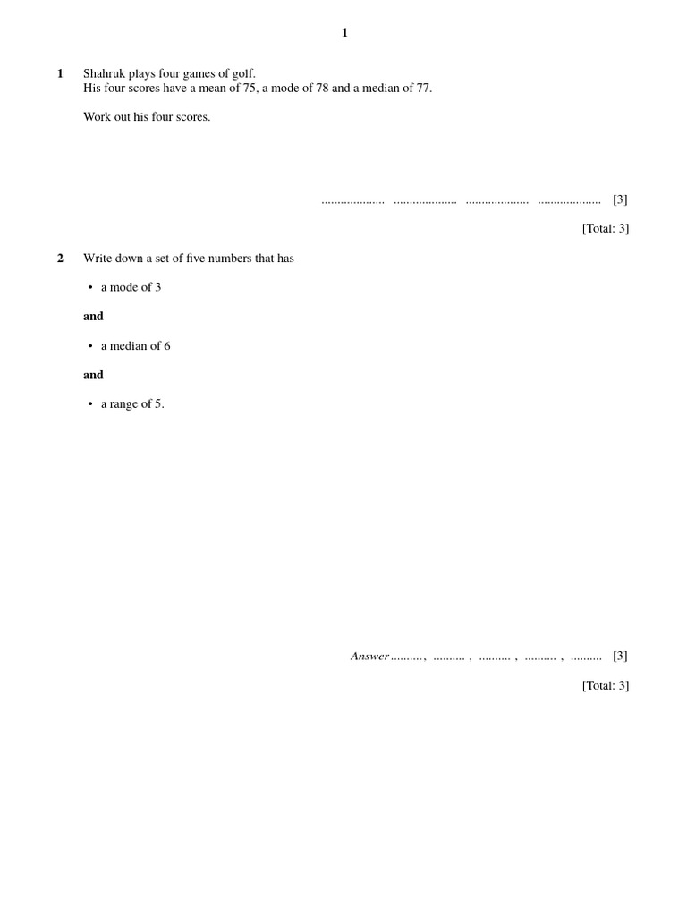 QP - Calculate Measures of Average For Individual and Discrete Data - B ...