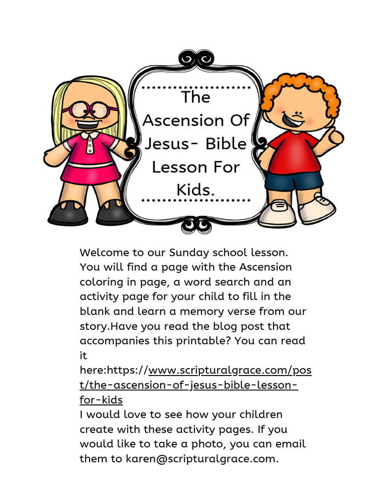 The Ascension of Jesus - Biblesson For Kids | PDF | Ascension Of Jesus ...