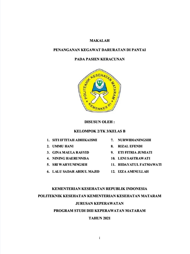 PDF Makalah Gadar Pantai Keracunan Compress | PDF