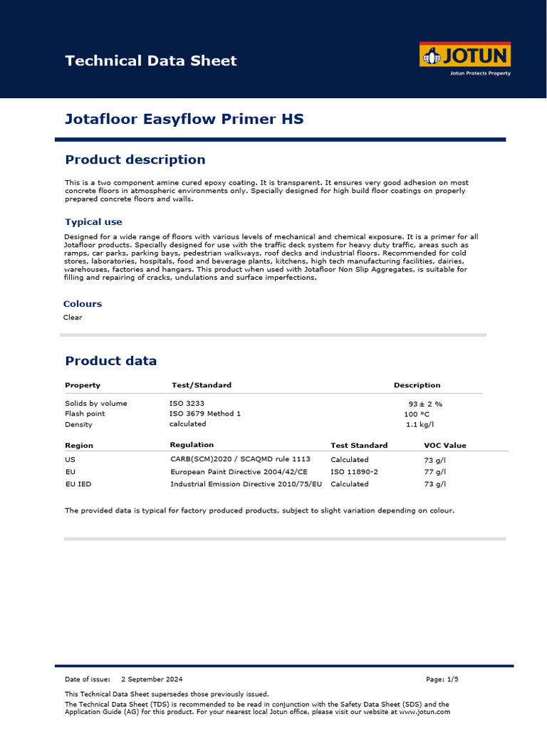 TDS 54142 Jotafloor Easyflow Primer HS Euk GB | PDF | Paint | Concrete