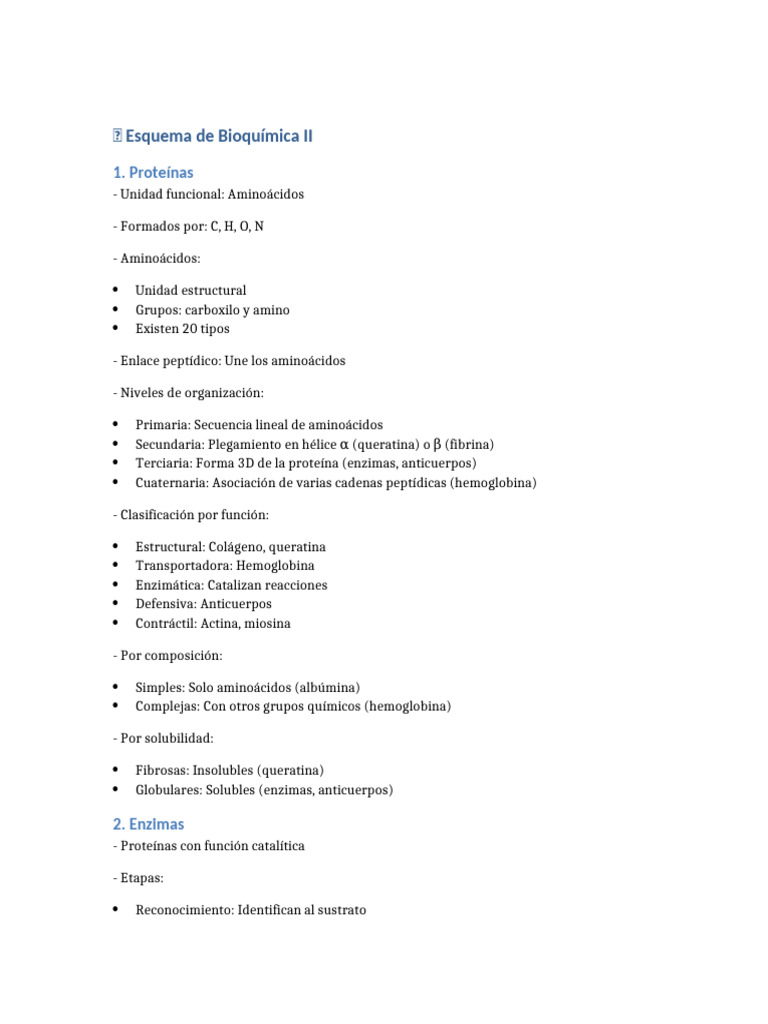 Esquema Bioquimica II | PDF