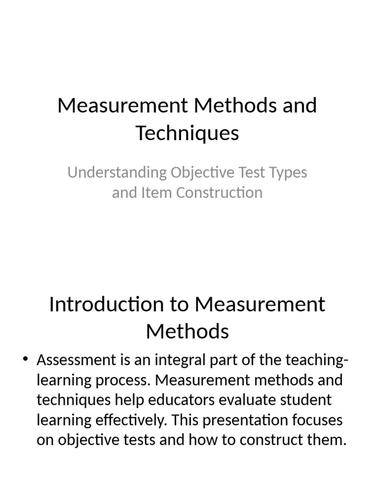 Titled Measurement Methods and Techniques | PDF | Multiple Choice ...