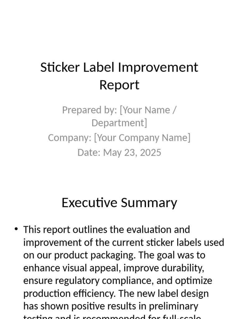 Updated Sticker Label Improvement Report With Notes and Chart | PDF ...